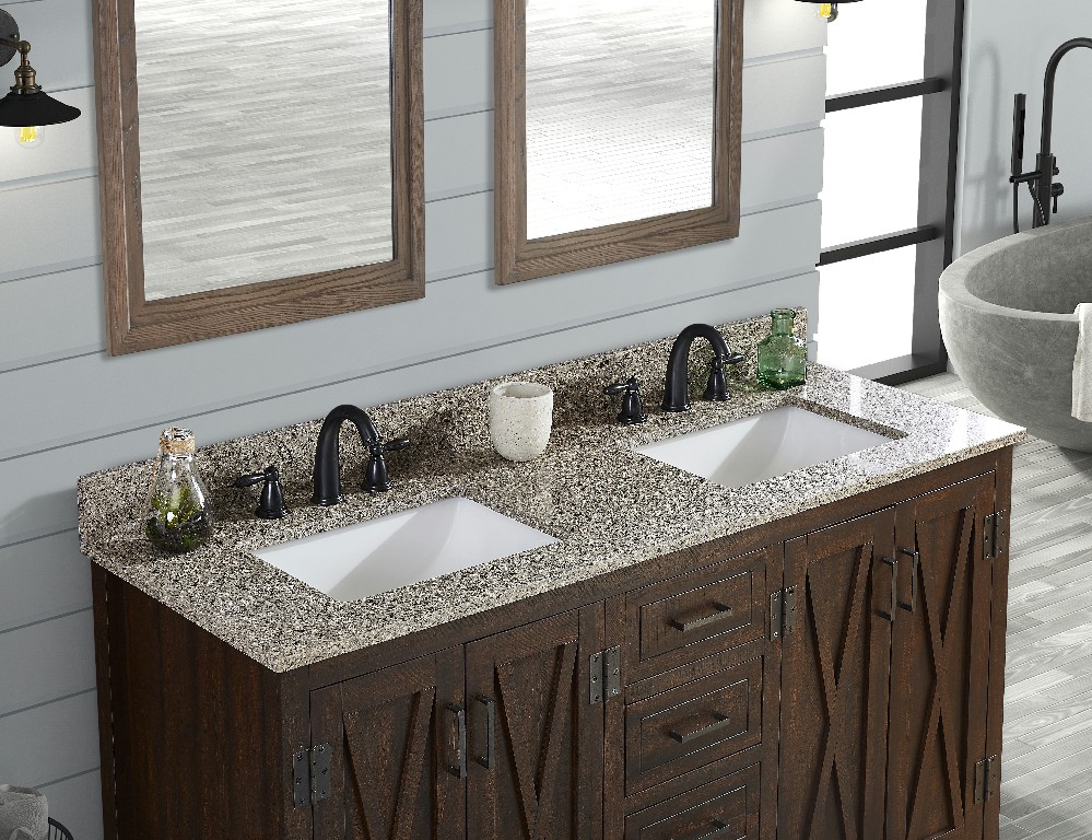 61-in Siena Quartz Double Sink Bathroom Vanity Top (Castle Rock) - Buy ...